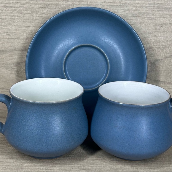 Denby | Dining | Denby English Stoneware Pottery Echo Blue Cup Saucer 2 ...